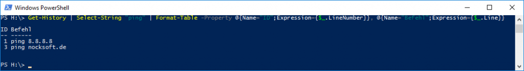 Befehlshistory in PowerShell - Nocksoft