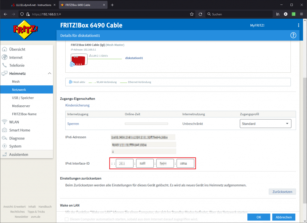 DynDNS für IPv6-Server hinter FRITZ!Box konfigurieren - Nocksoft